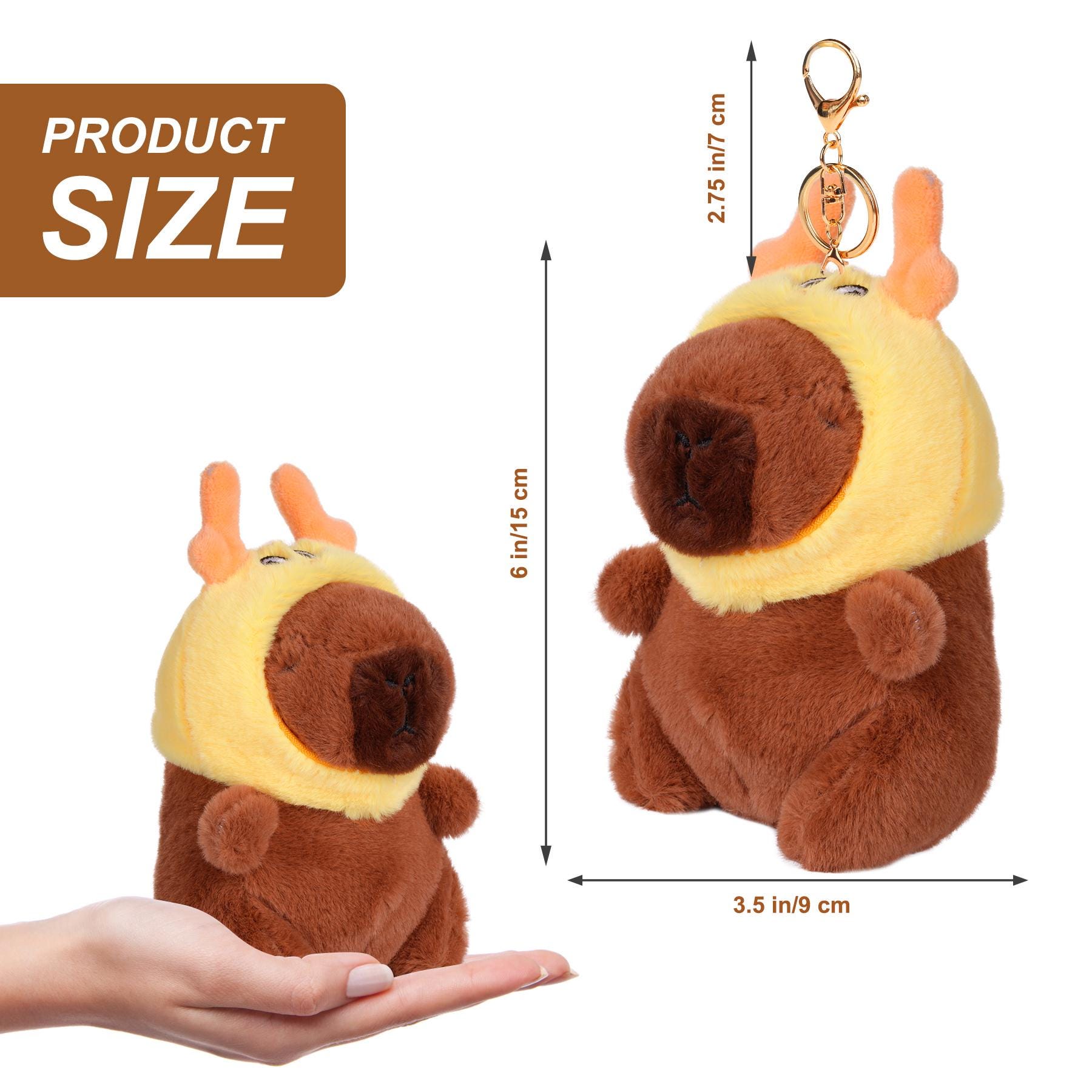 Capybara Plush Keychain With Adoption Certificate Dragon Hat Keychain ...