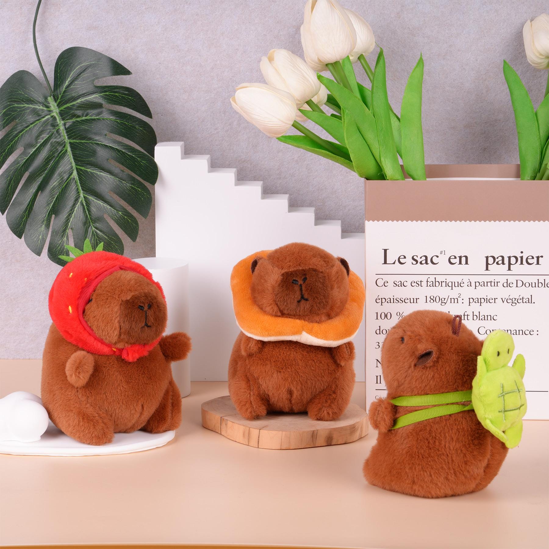 Pink Capybara Plush Keychain With Adoption Certificate Key Accessory ...