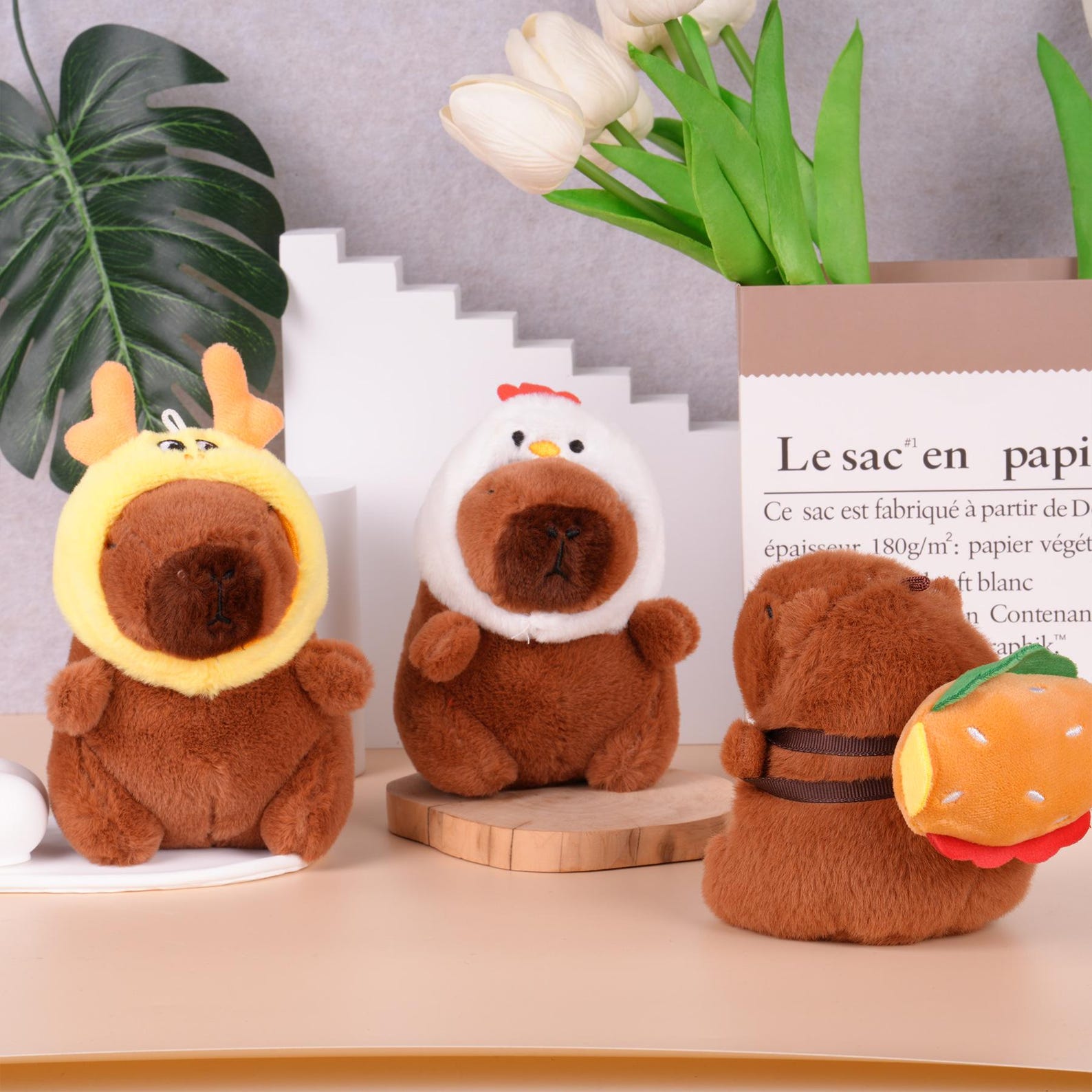 Capybara Plush Keychain With Adoption Certificate Dragon Hat Keychain ...