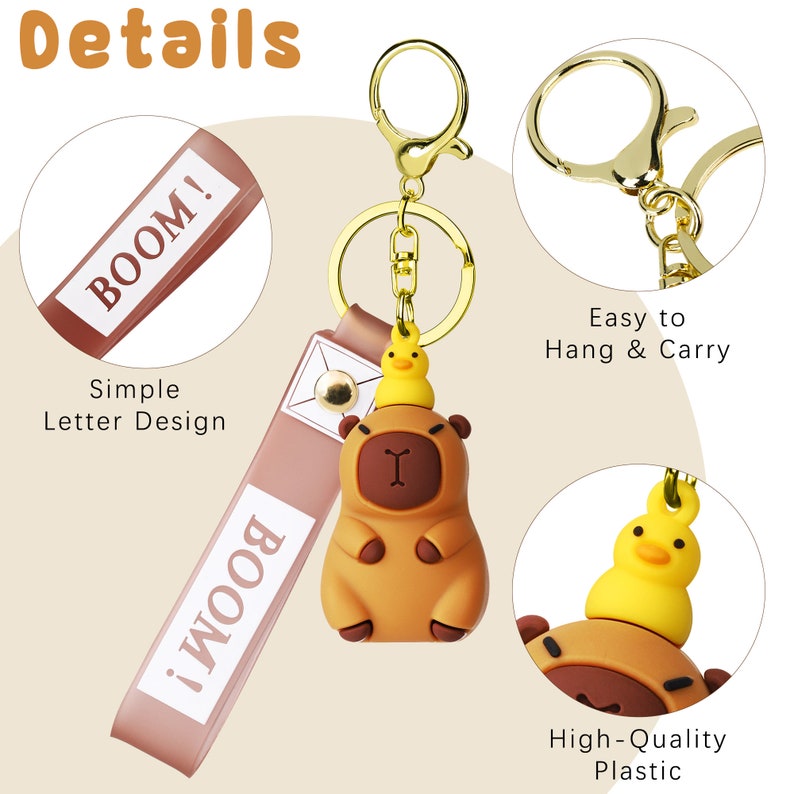 Capybara Keychain Cute Animal Lover Chill Figure Figurine Keychain ...