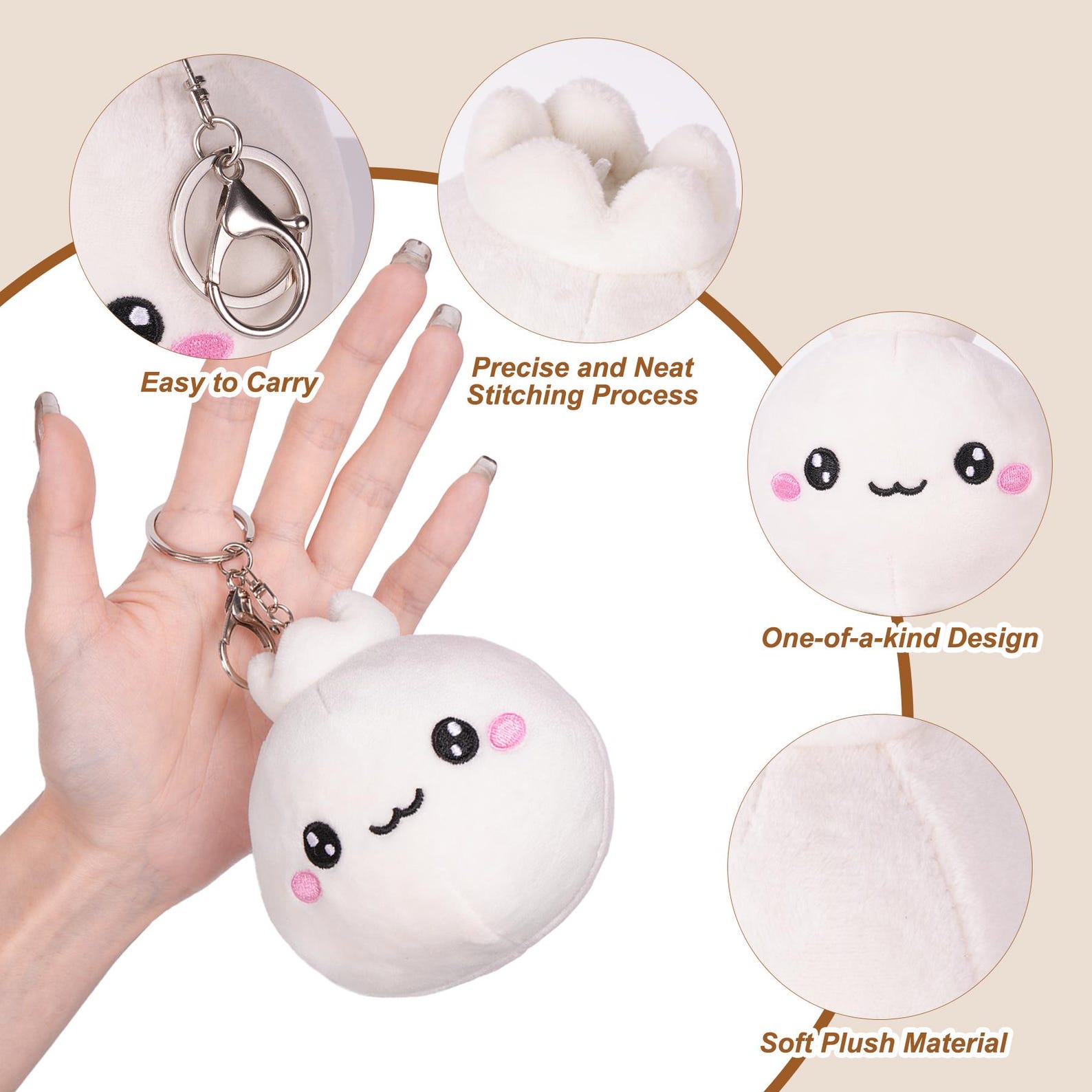 Dumpling Plush Bao Keychain Cute Kawaii Bun Key Accessory Gift Ideas ...