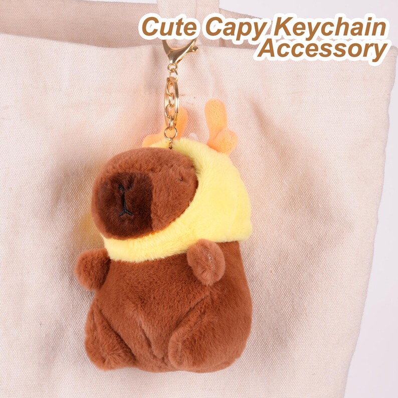 Capybara Plush Keychain With Adoption Certificate Dragon Hat Keychain ...