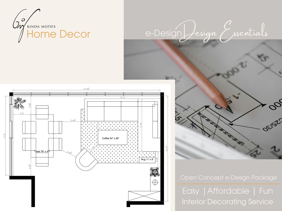 Open Concept Furniture Layout Design Essentials E-design Package Floor ...
