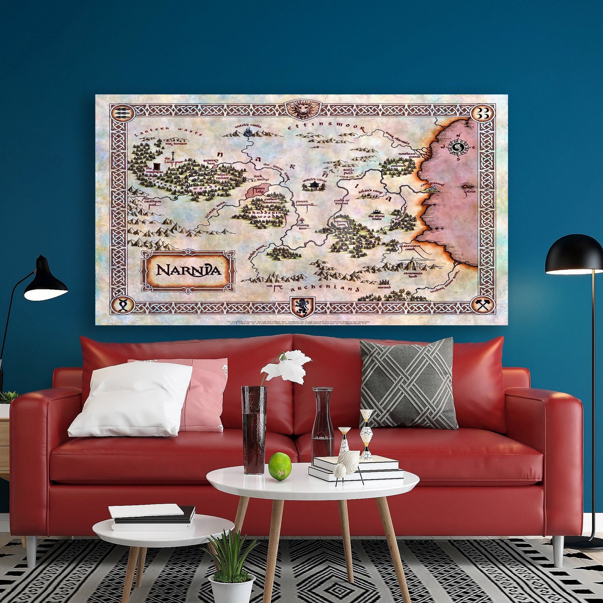 Narnia Map Wall Art, Narnia Canvas, Map of Narnia, Narnia Print, Narnia ...