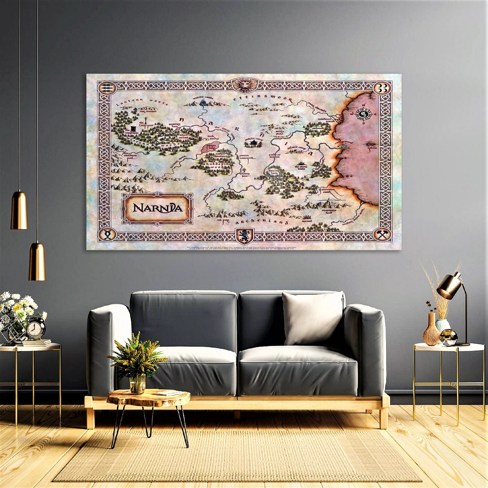 Narnia Map Wall Art, Narnia Canvas, Map of Narnia, Narnia Print, Narnia ...