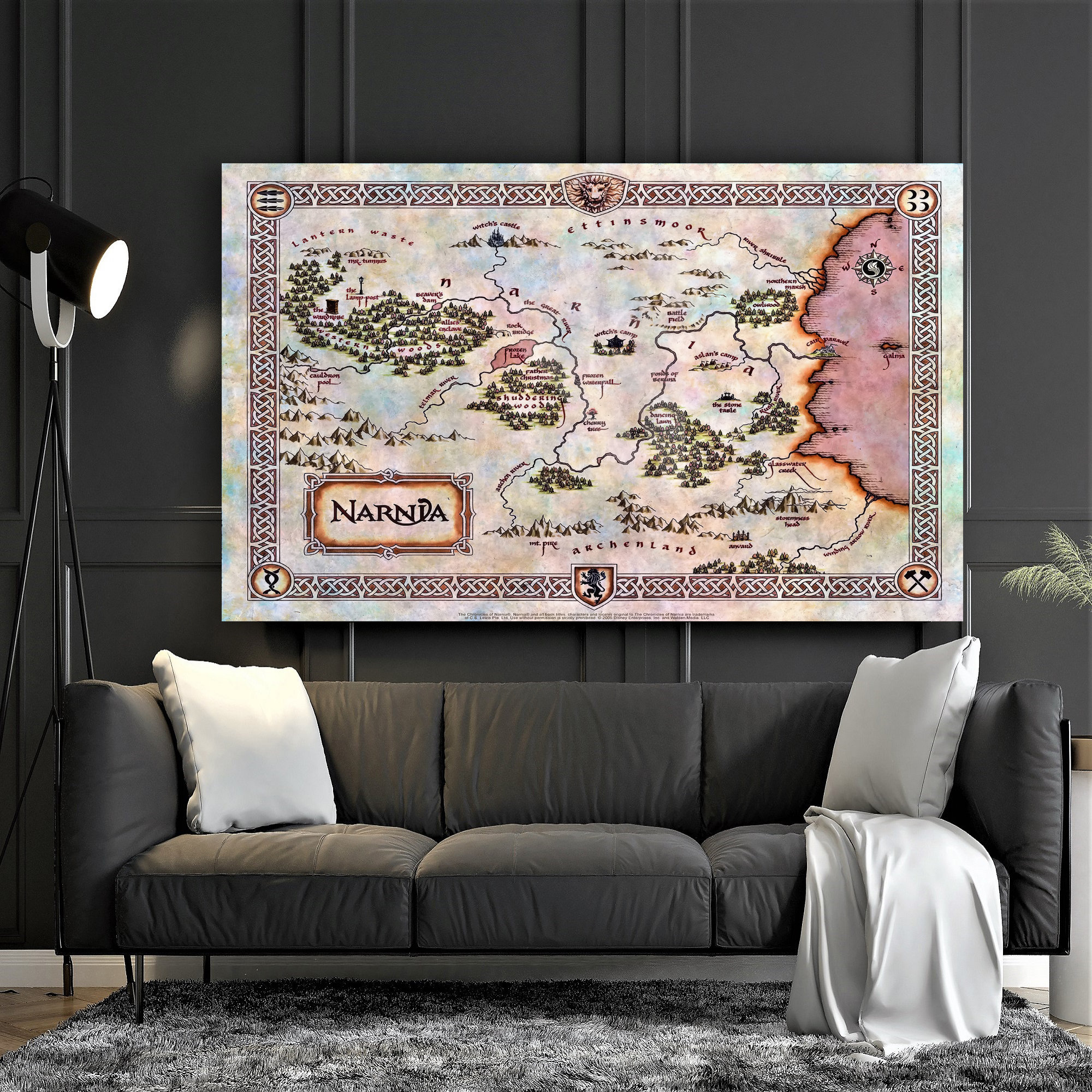 Narnia Map Wall Art, Narnia Canvas, Map of Narnia, Narnia Print, Narnia ...