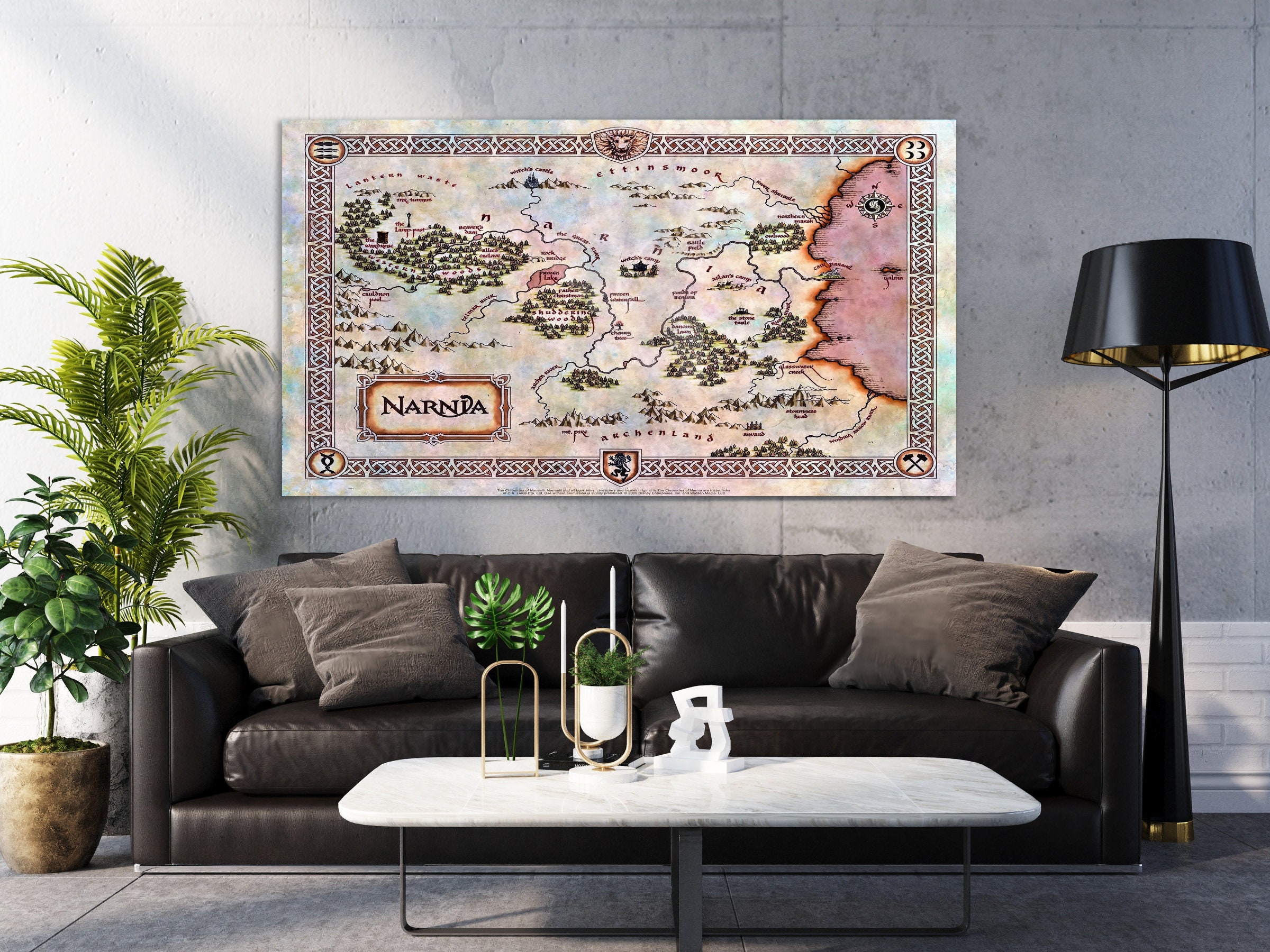 Narnia Map Wall Art, Narnia Canvas, Map of Narnia, Narnia Print, Narnia ...