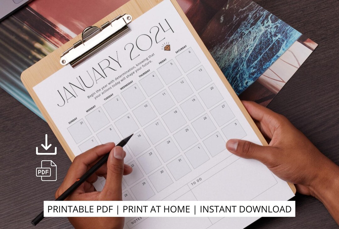 Monthly Printable 2024 Calendar With Uplifting Quotes for Motivation ...