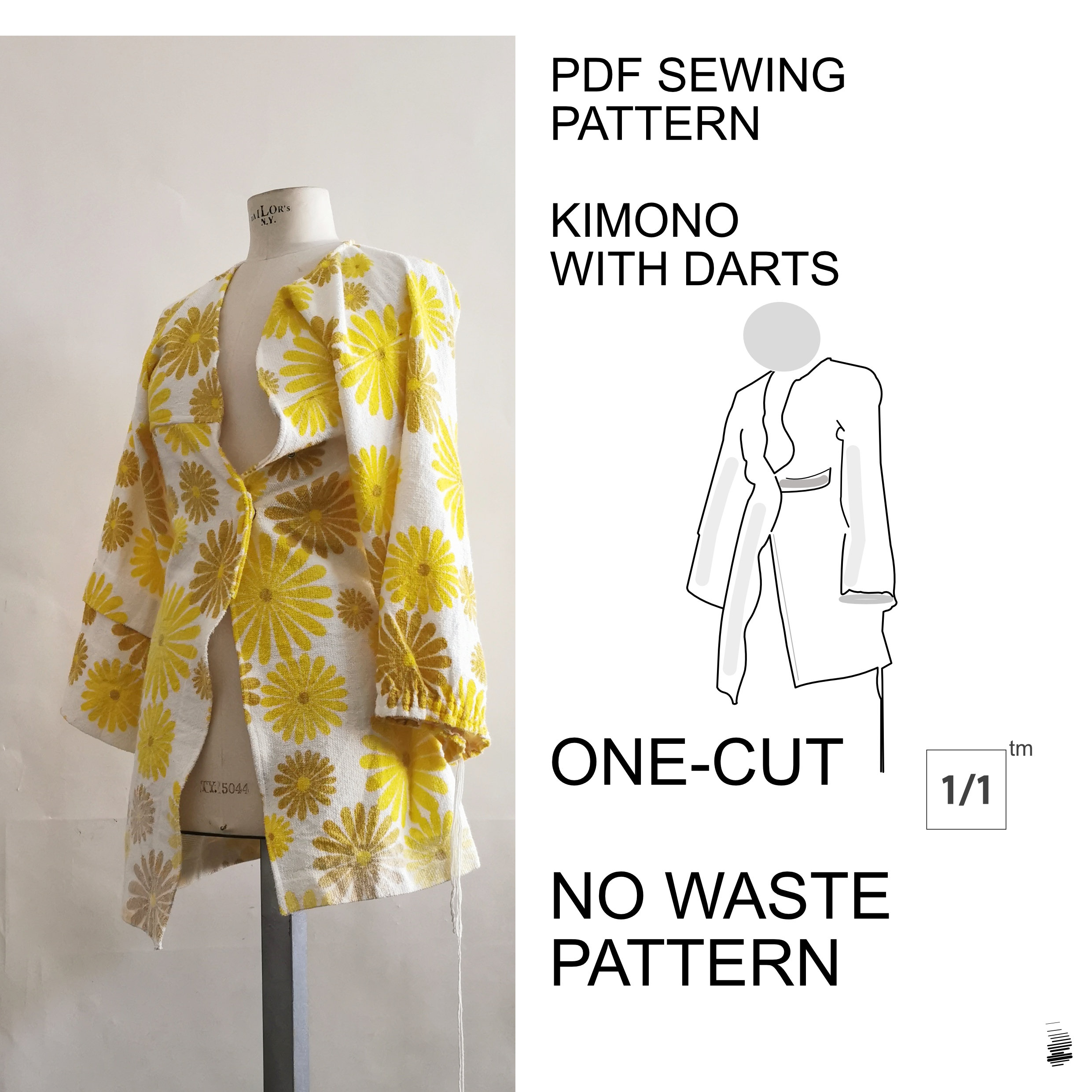 Kimono One-cut Zero Waste Pattern by Oneofone™ - Etsy