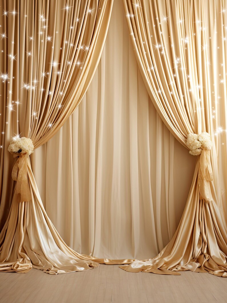 5 Golden Drapes Digital Backdrops for Wedding Photography, Gold Color ...