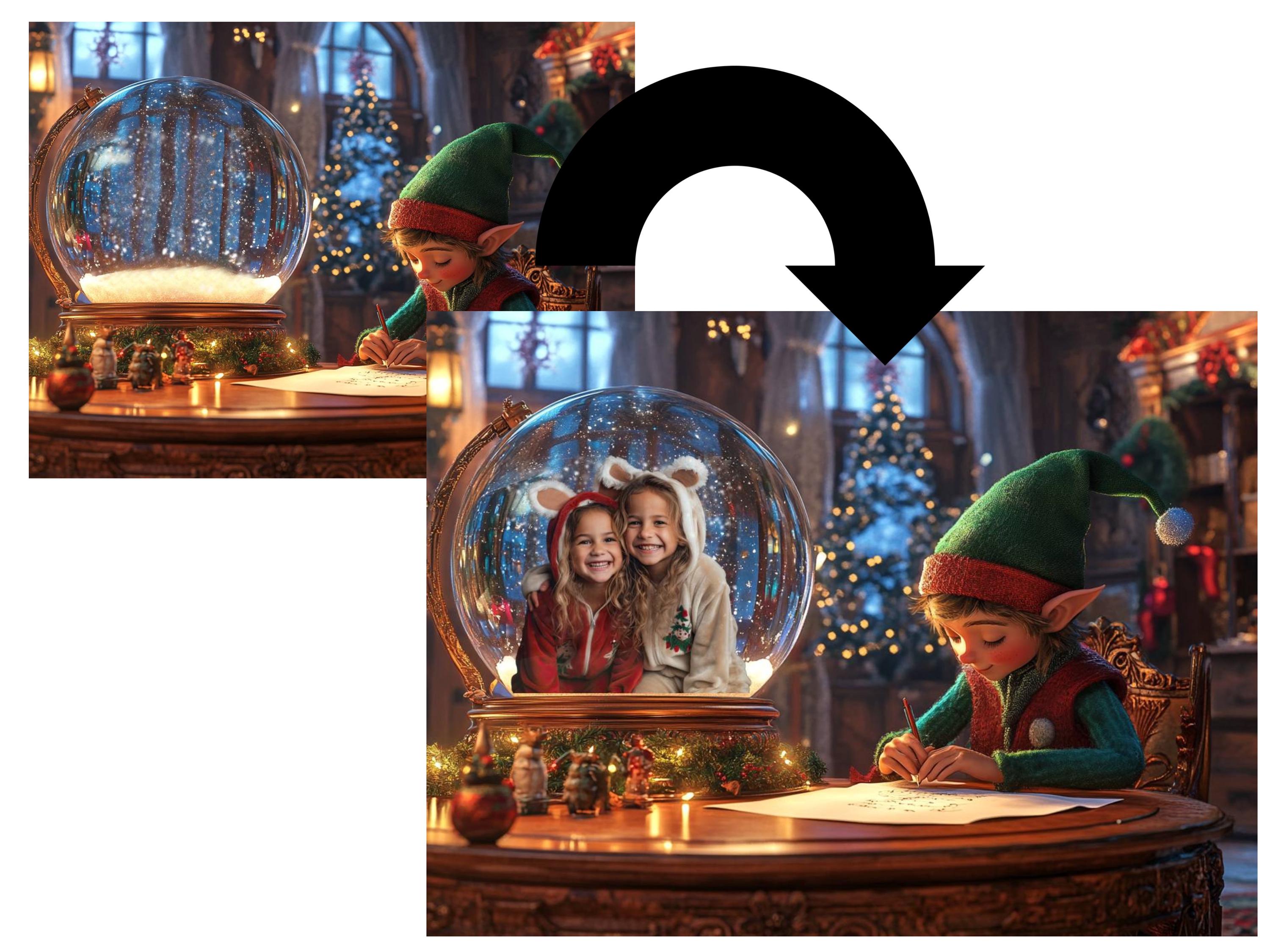Christmas Elf With Snow Globe Digital Backdrop, Snowglobe Digital ...