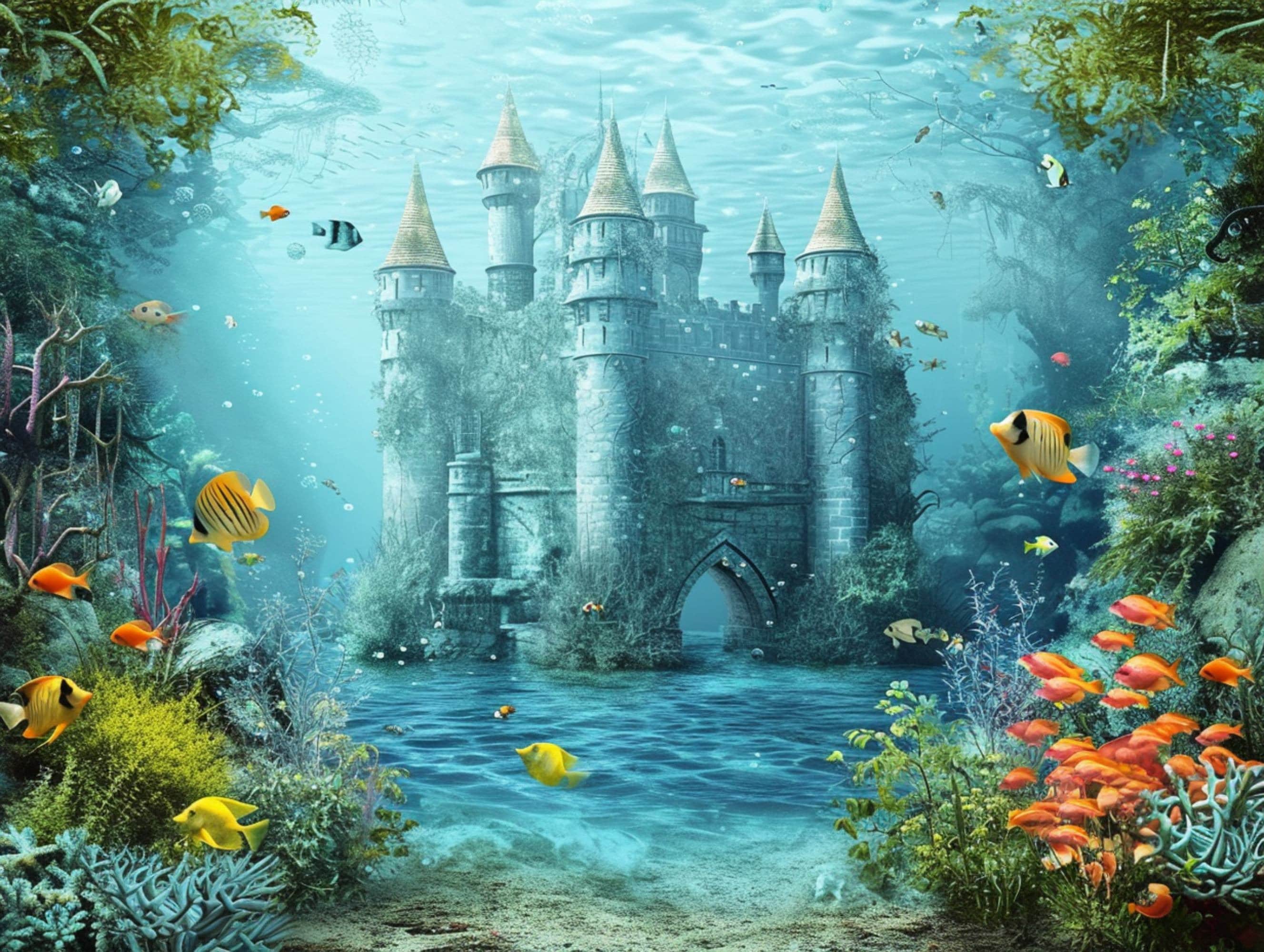 Mermaid Underwater World DIGITAL Backdrop, Mermaid Birthday Party ...