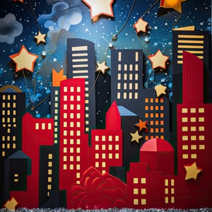 Superhero City Background, Cityscape Photography Backdrop, Super Hero ...
