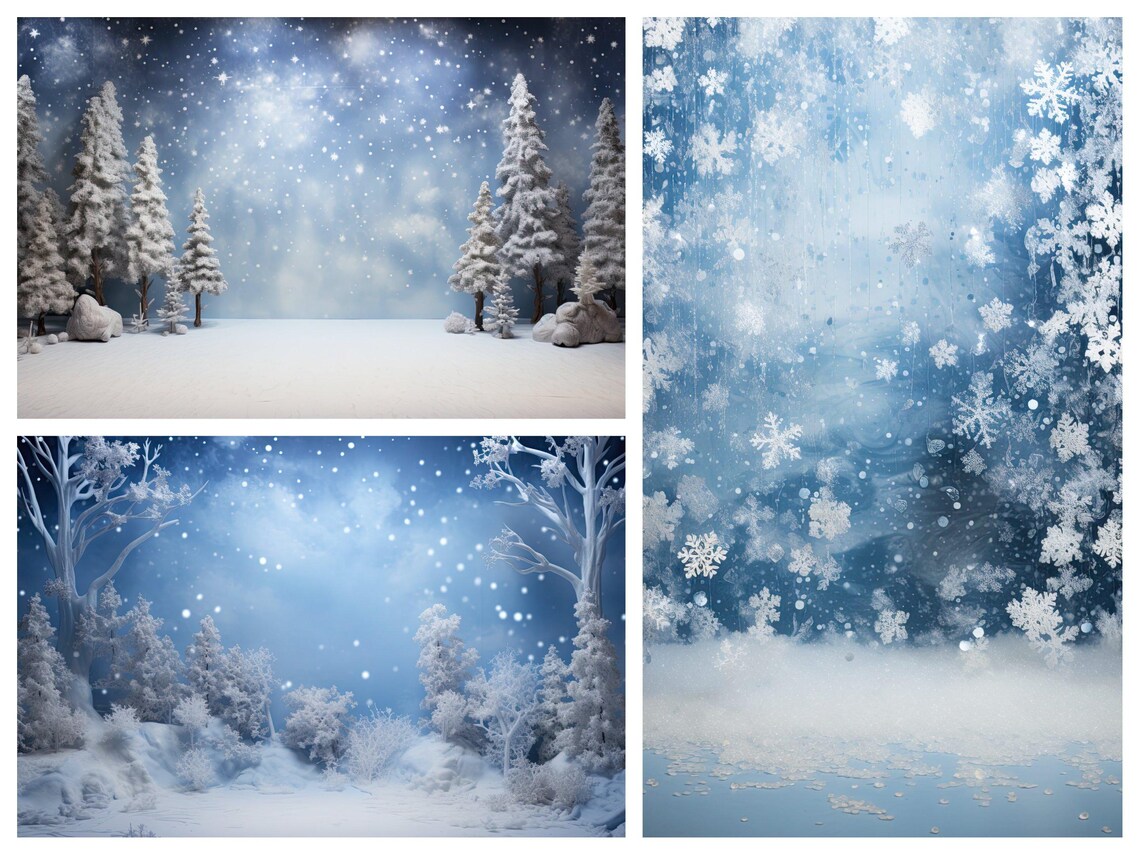 Winter Snowy Decor Digital Backdrop, Christmas Virtual Background, - Etsy