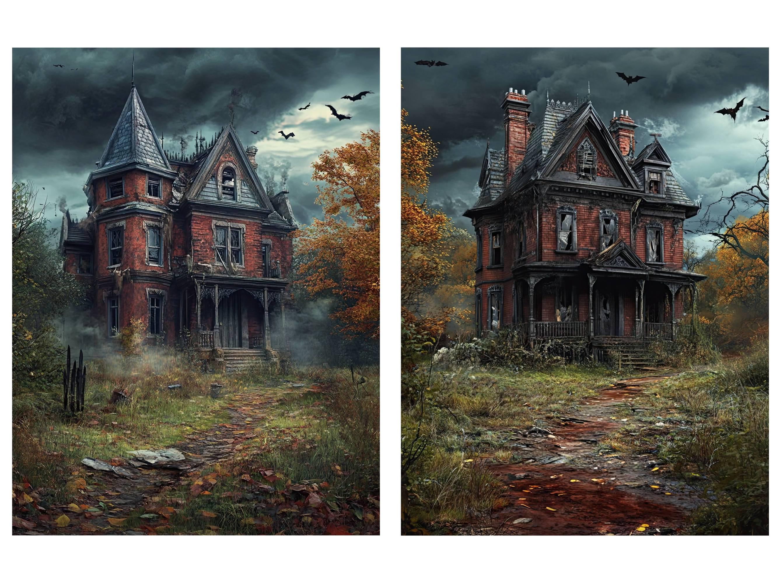 Halloween Backdrop, Spooky Haunted House DIGITAL Background, Wallpaper ...