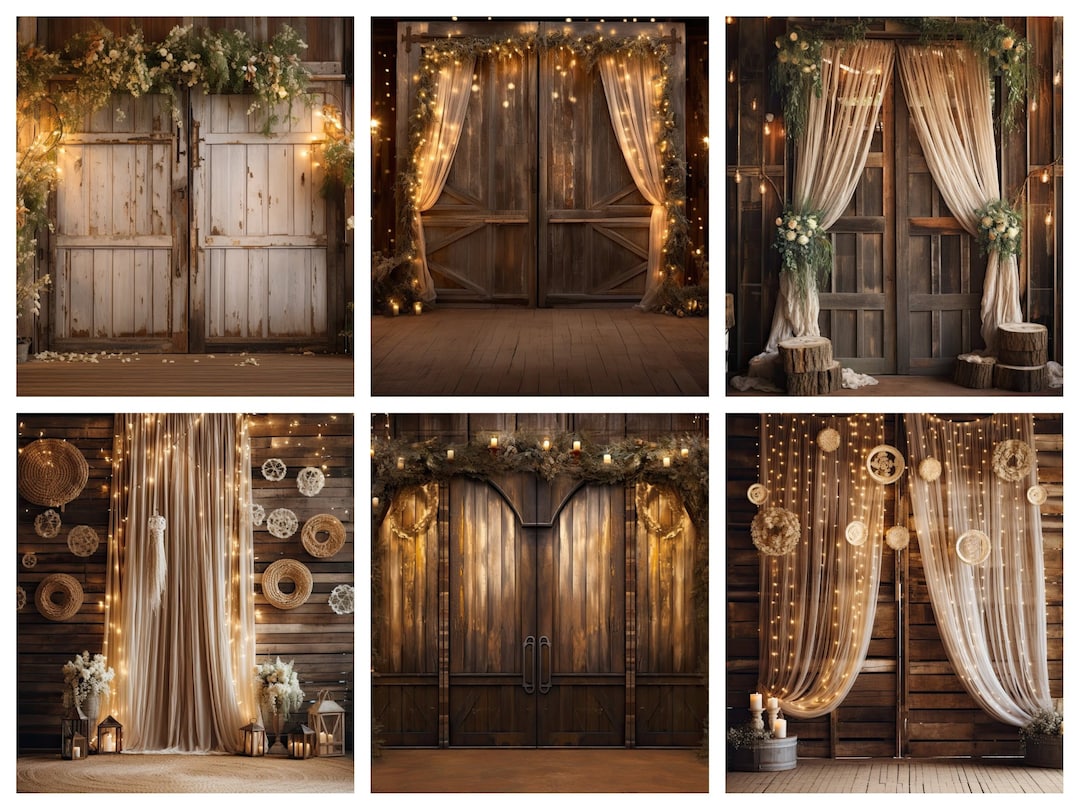 Wooden Barn Rustic Digital Backdrop, Boho Wedding, Western Wedding ...