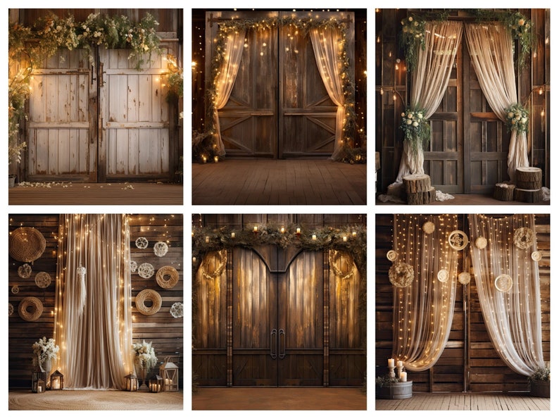 Wooden Barn Rustic Digital Backdrop, Boho Wedding, Western Wedding ...