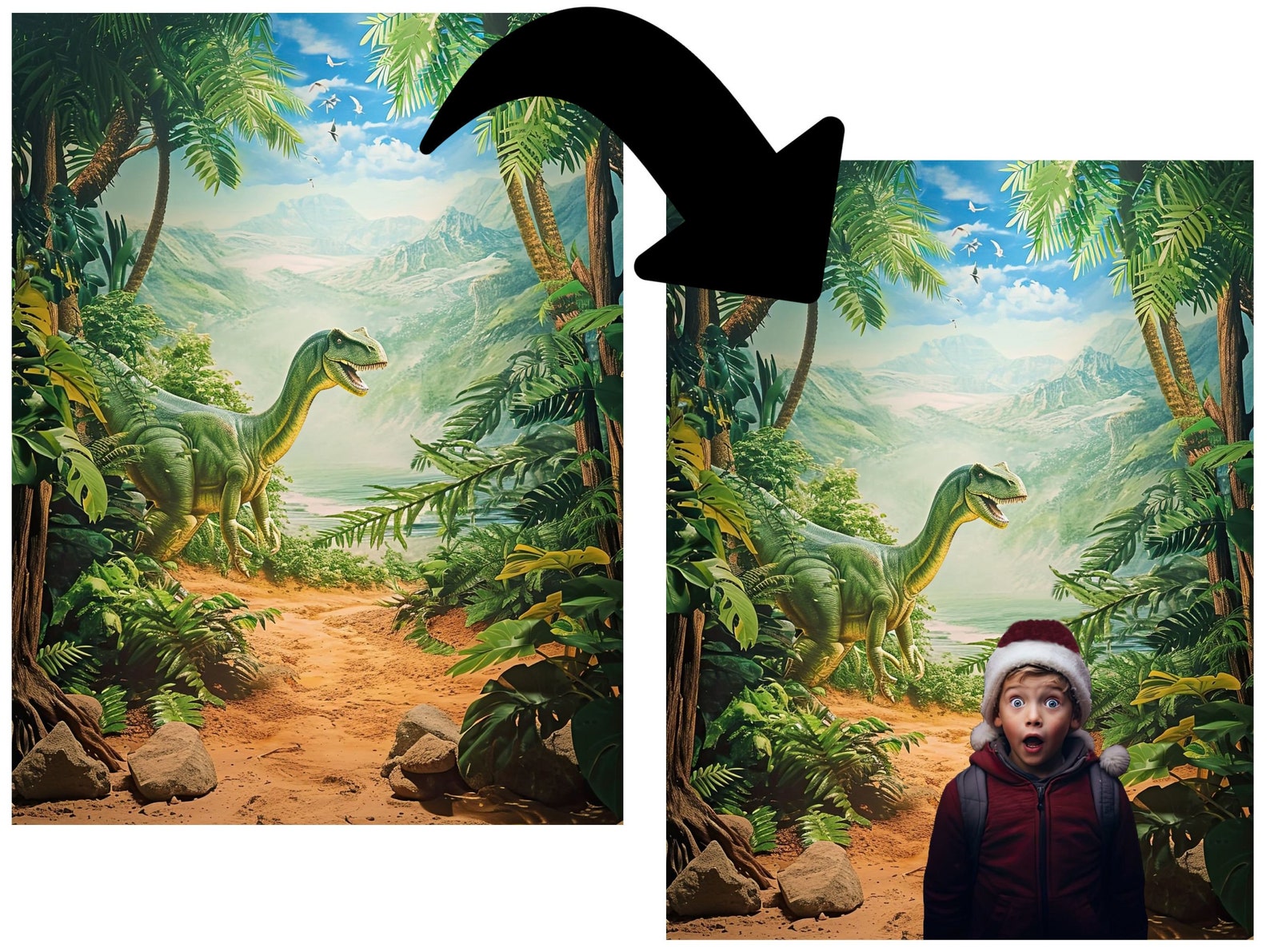 Dinosaur Photo Digital Backdrop, Dino Fantasy Birthday Party Background ...