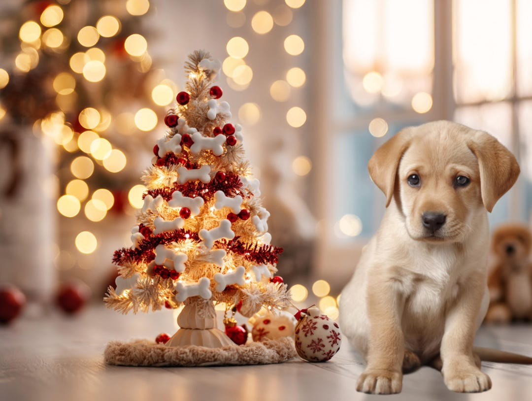 Christmas Tree Digital Backdrop for Dogs, Pet Mom Xmas Virtual ...