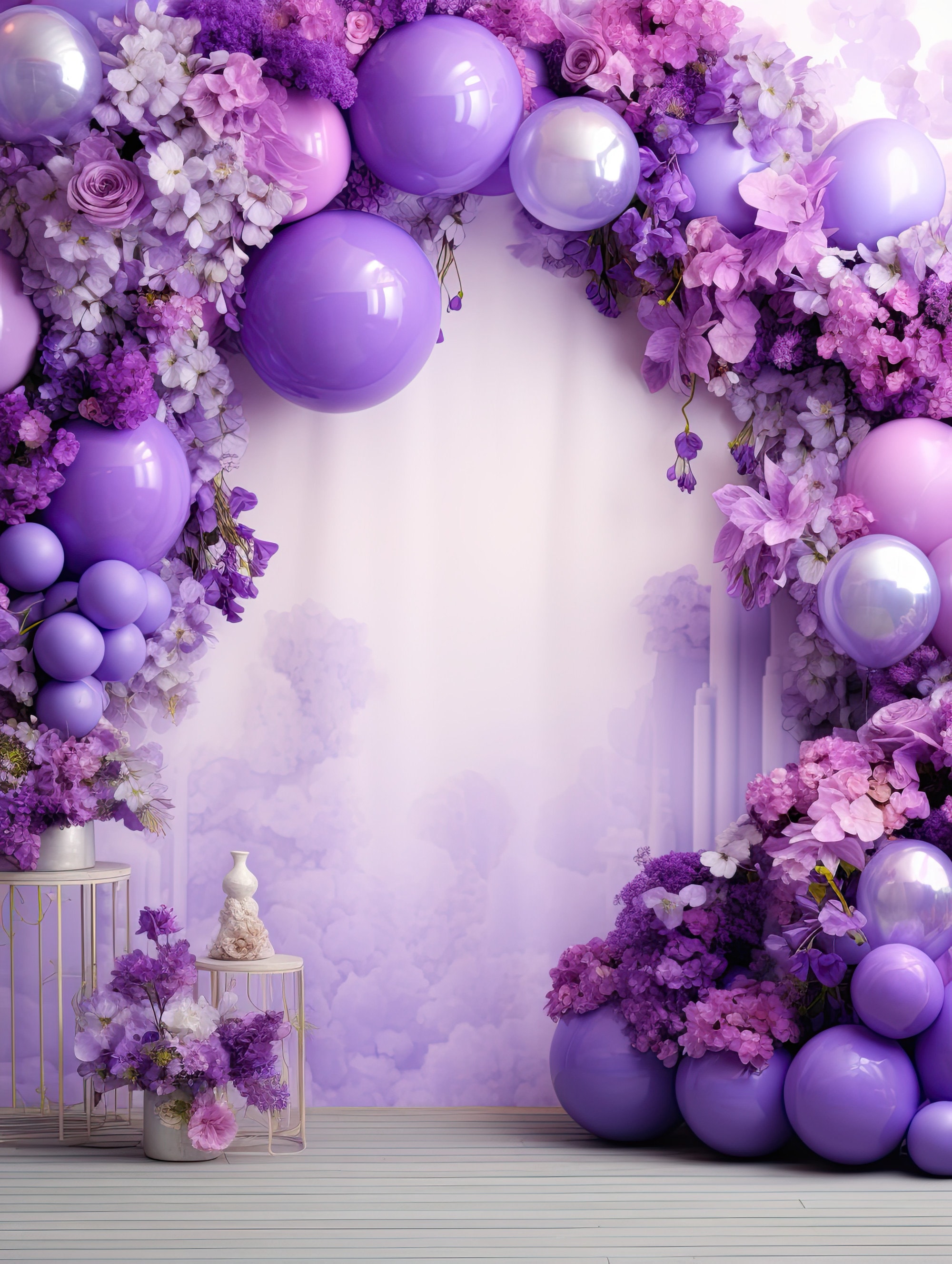 Purple Balloon Garland Arch Digital Backdrop, Digital Download ...