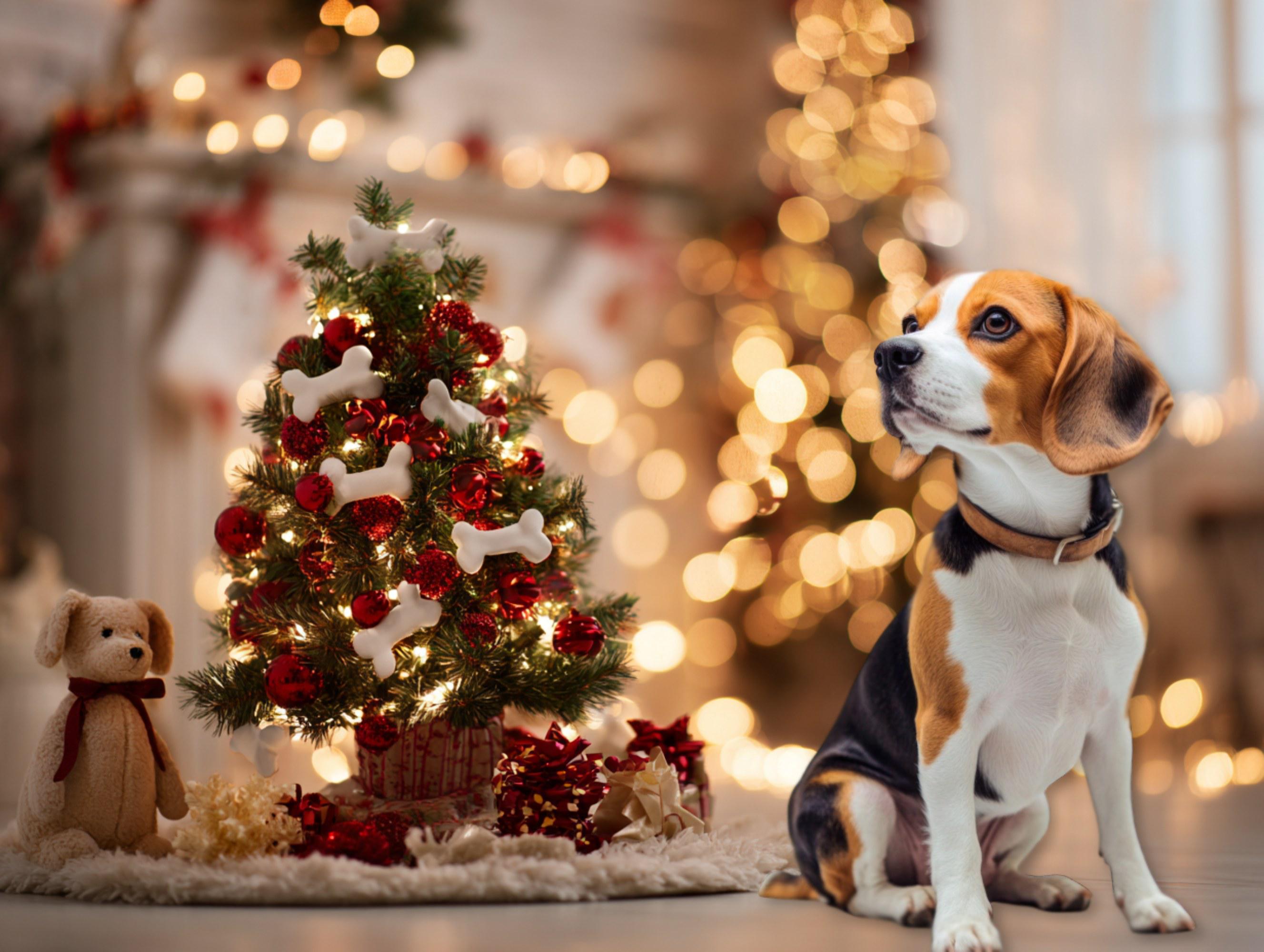 Christmas Tree Digital Backdrop for Dogs, Pet Mom Xmas Virtual ...