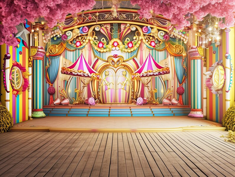 Carnival Digital Backdrop, Amusement Park Studio Background, Birthday ...