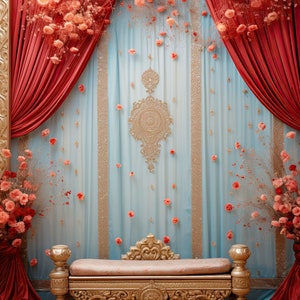 Indian Decor DIGITAL Backdrop, Indian Home Wallpaper, Indian Furniture ...