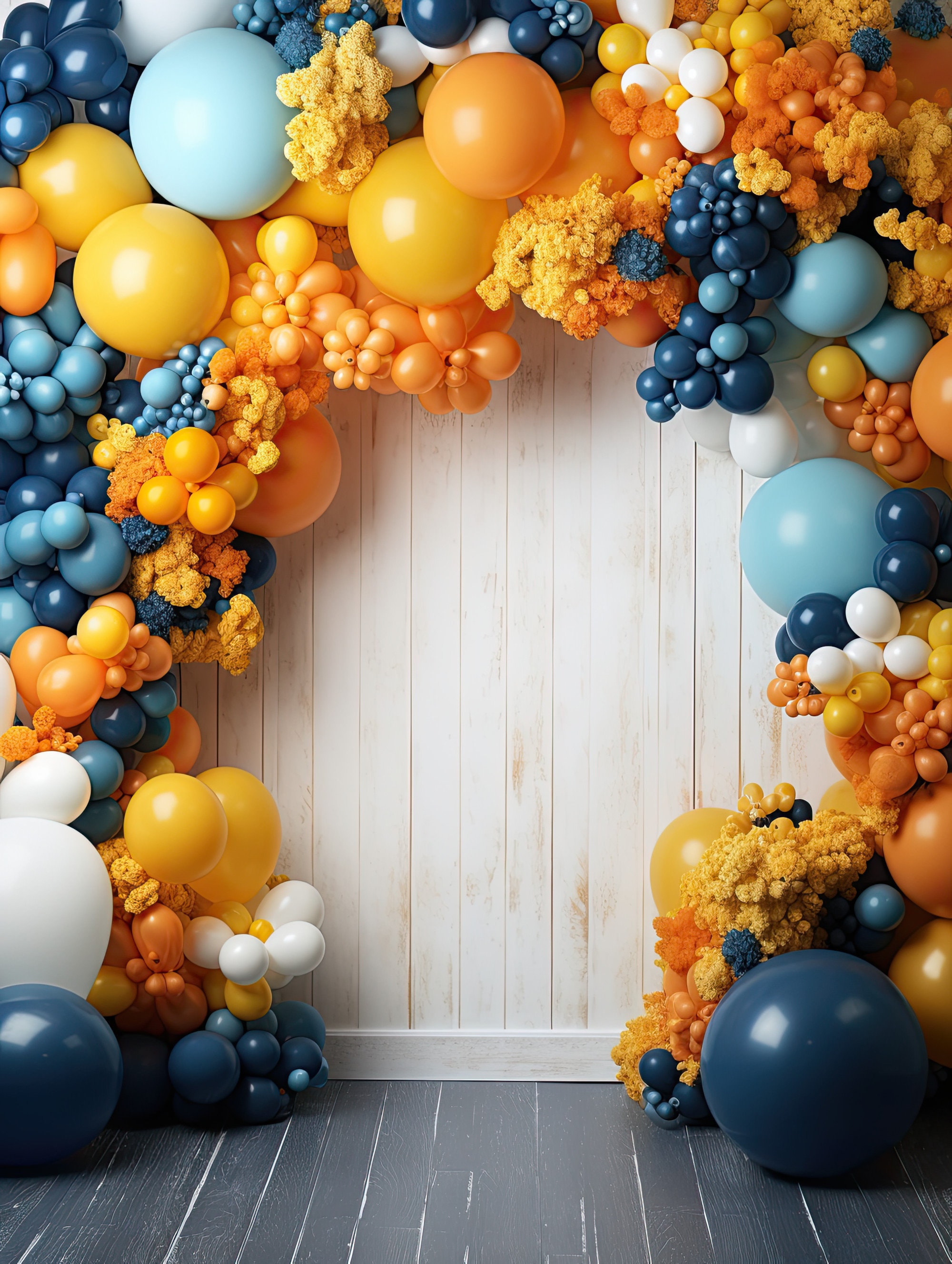 Blue and Orange Balloon Arch, Digital Backdrop, Digital Download ...