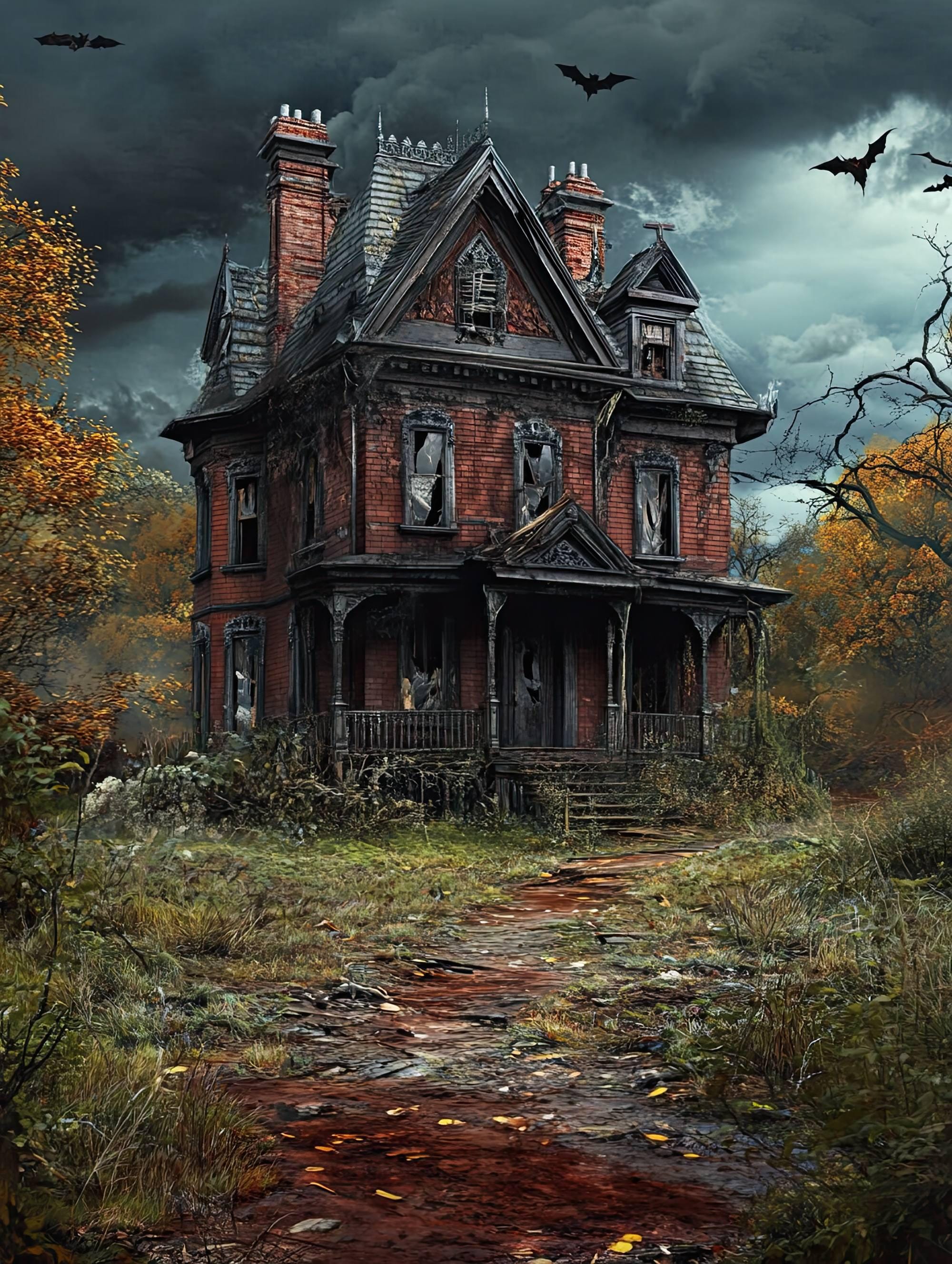 Halloween Backdrop, Spooky Haunted House DIGITAL Background, Wallpaper ...