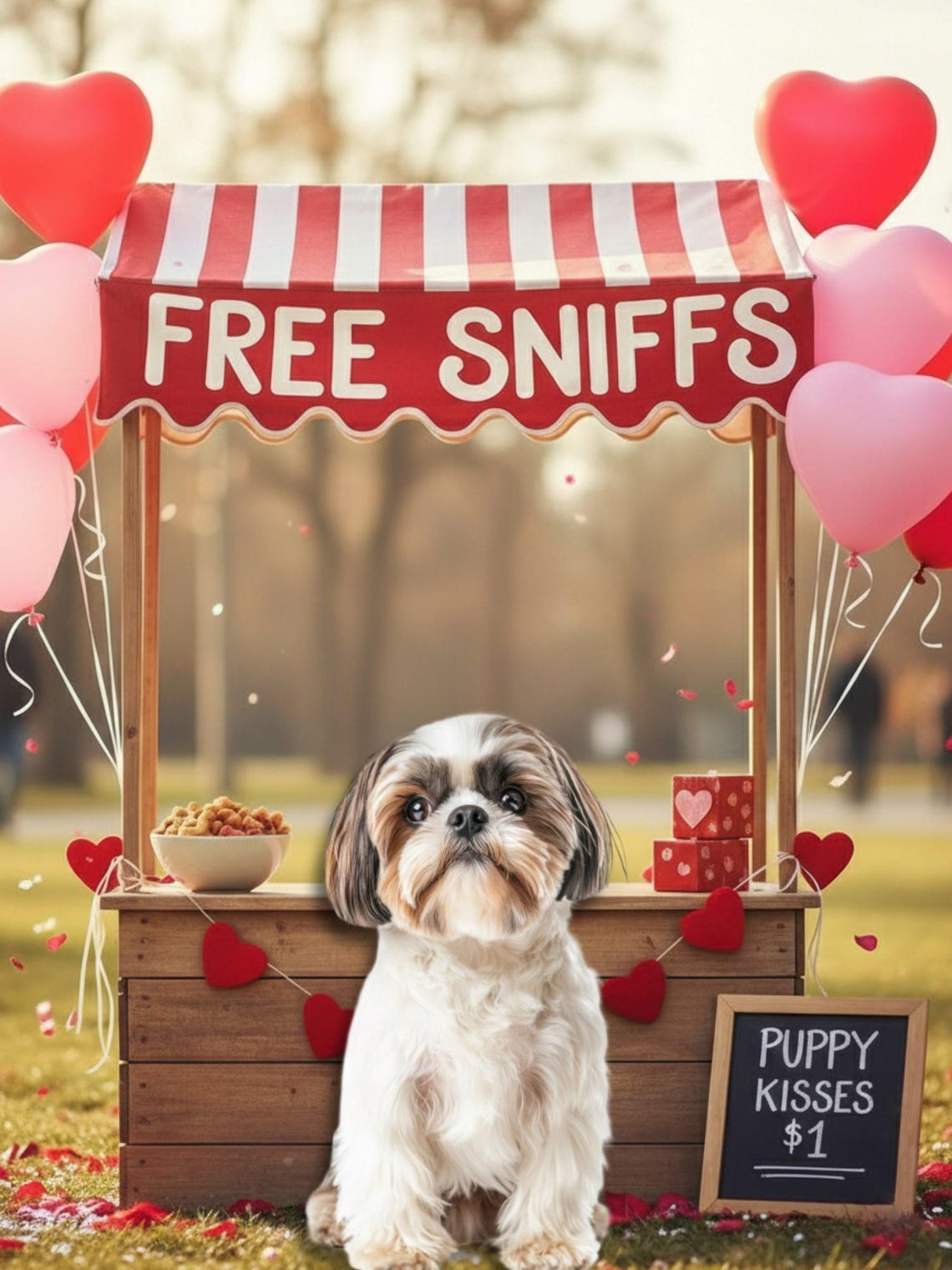 Valentine’s Day Dog Digital Backdrop, Puppy Kisses Photo Background ...