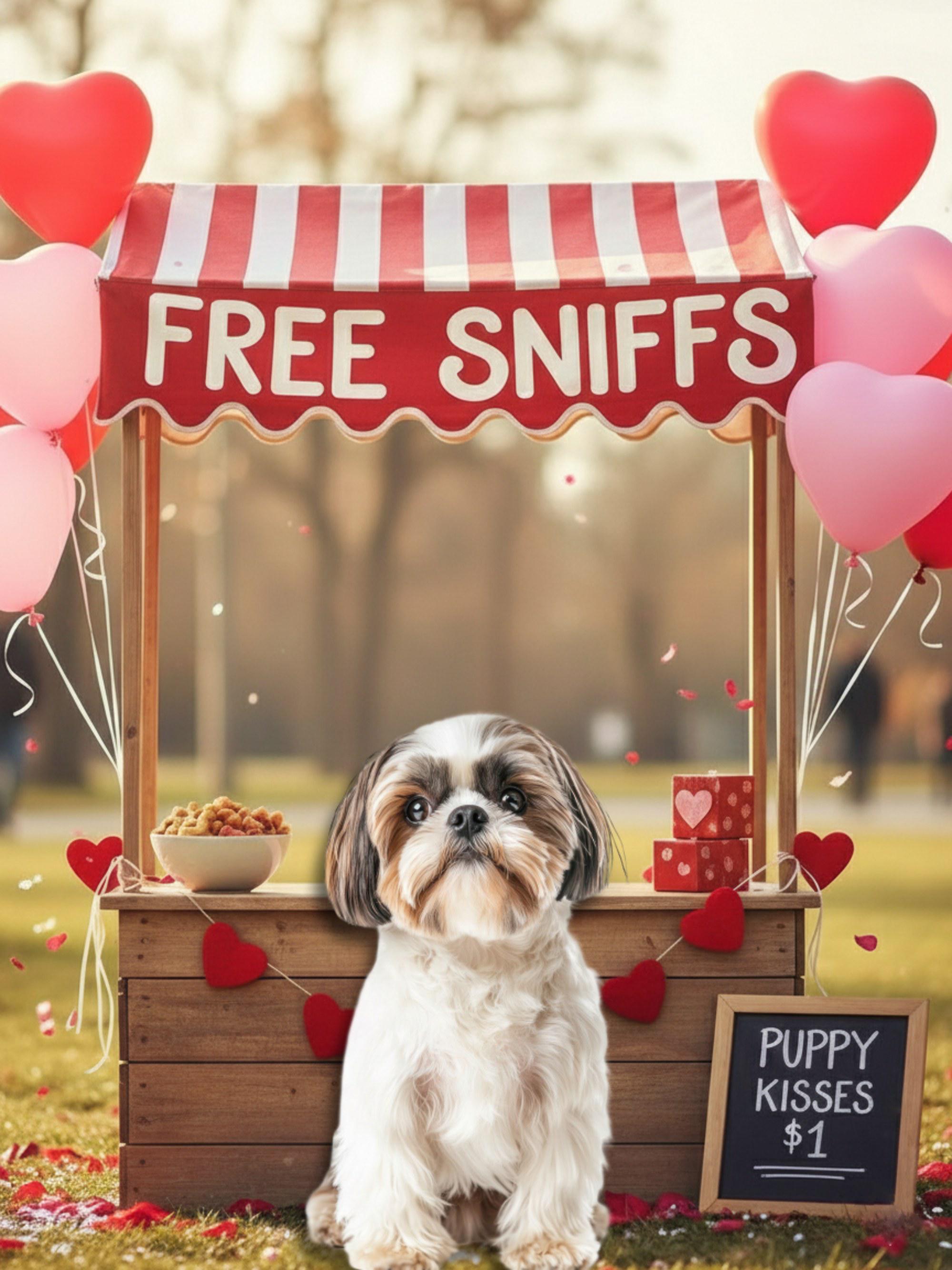 Valentine’s Day Dog Digital Backdrop, Puppy Kisses Photo Background ...