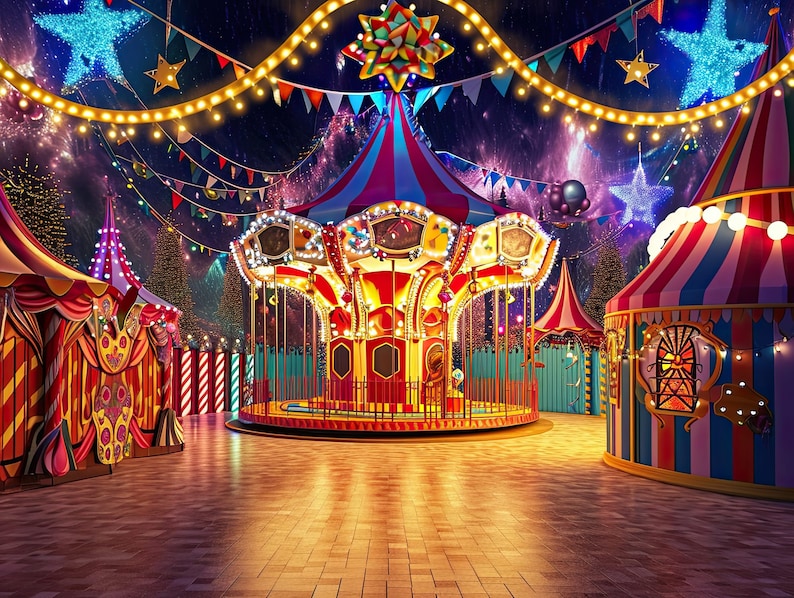 Carnival Digital Backdrop, Amusement Park Studio Background, Birthday ...