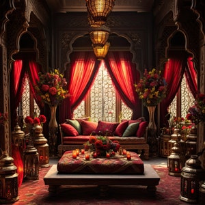 Indian Decor DIGITAL Backdrop, Indian Home Wallpaper, Indian Furniture ...