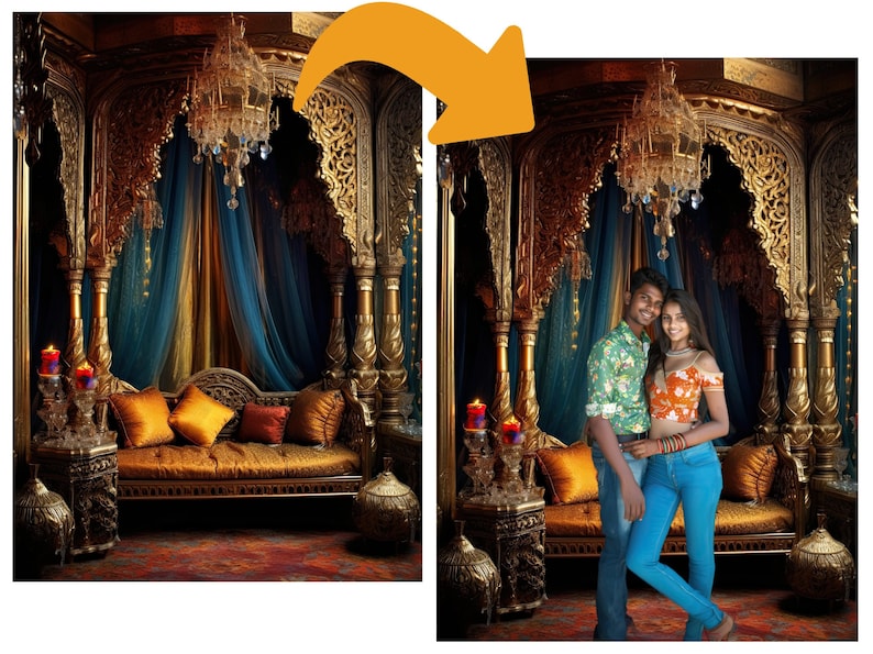 Indian Decor DIGITAL Backdrop, Indian Home Wallpaper, Indian Furniture ...