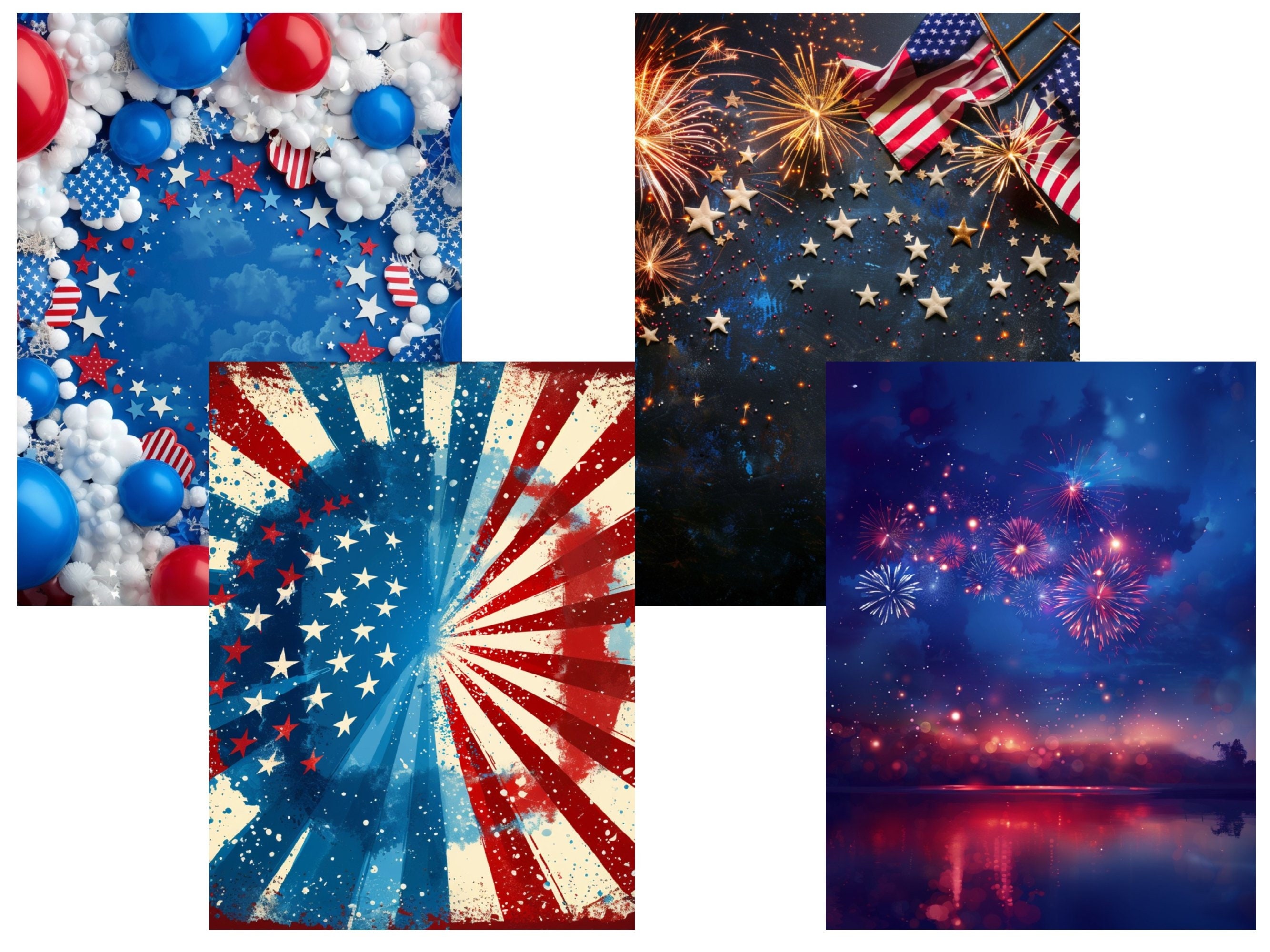 July 4th DIGITAL Backdrop, American Flag, Family Party Virtual ...