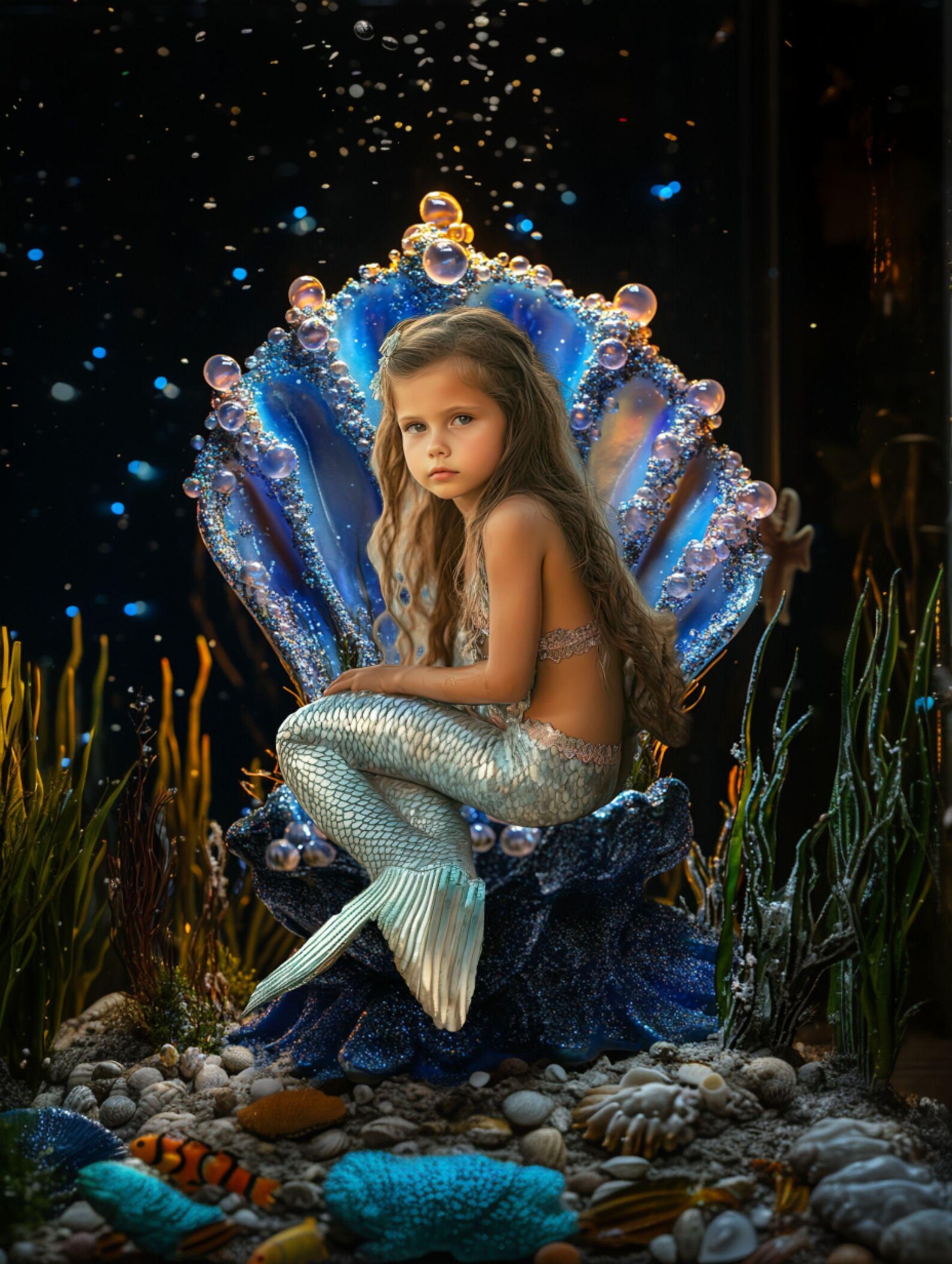 3 Mermaid Digital Backdrops, Under Water Sea Siren Virtual Background ...