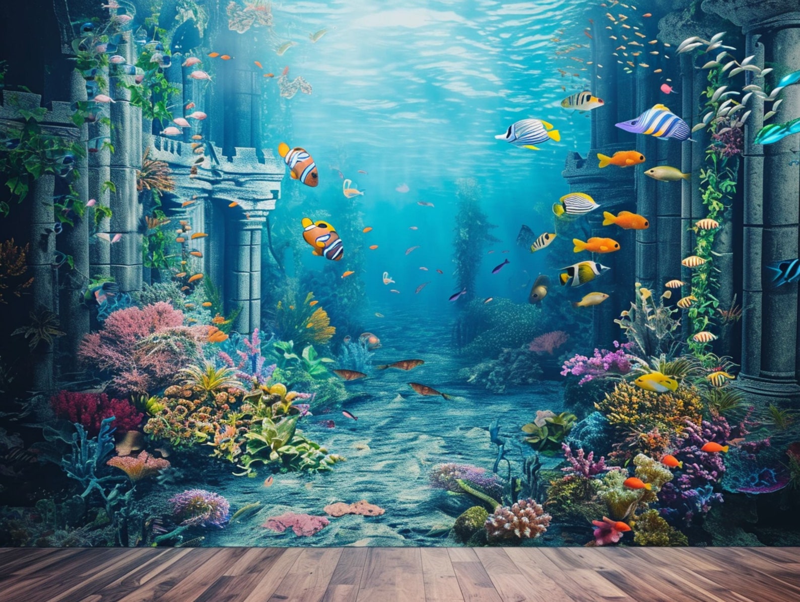 Mermaid Underwater World DIGITAL Backdrop, Mermaid Birthday Party ...