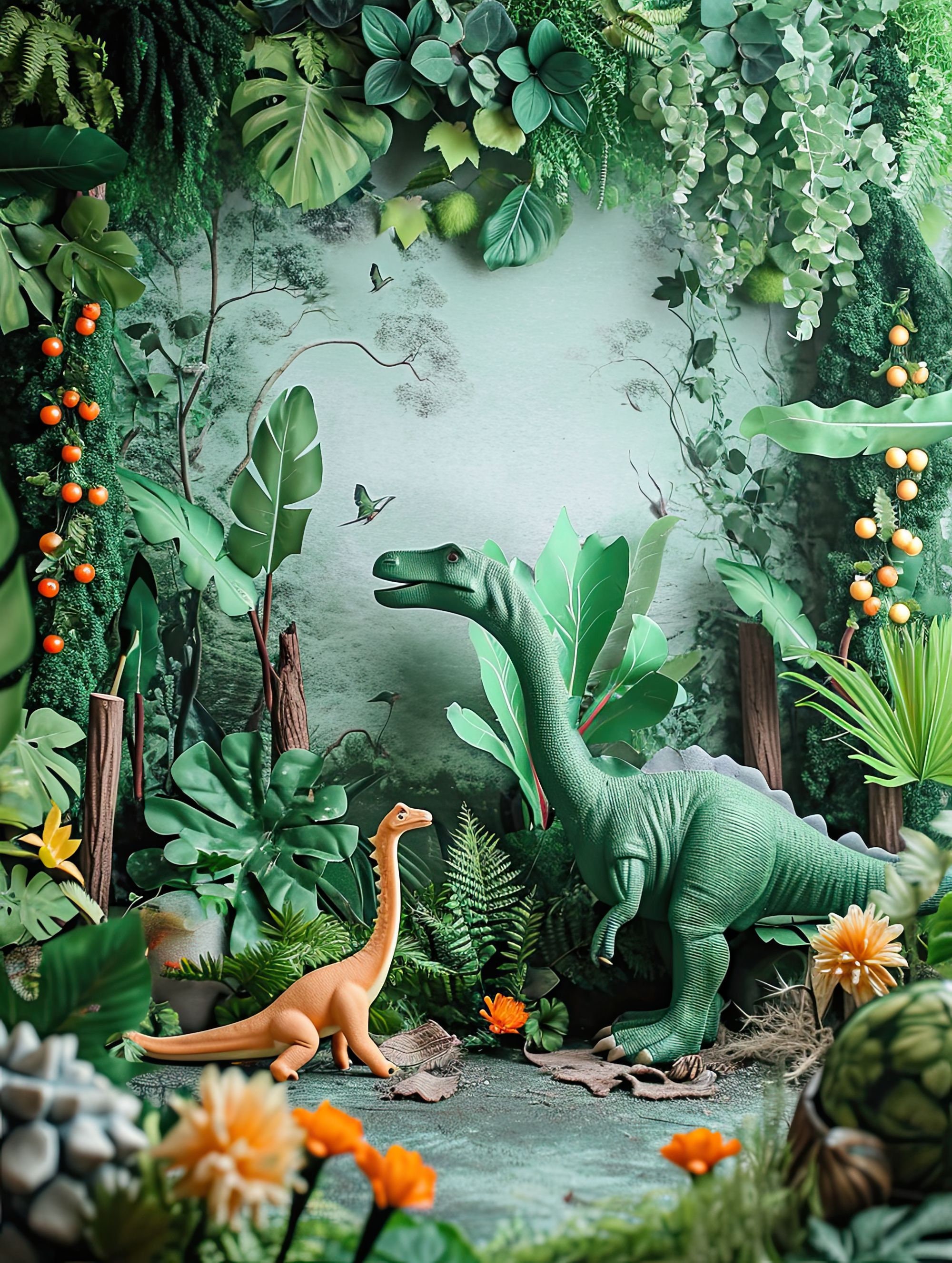 Dinosaur Photo Digital Backdrop, Dino Fantasy Birthday Party Background ...