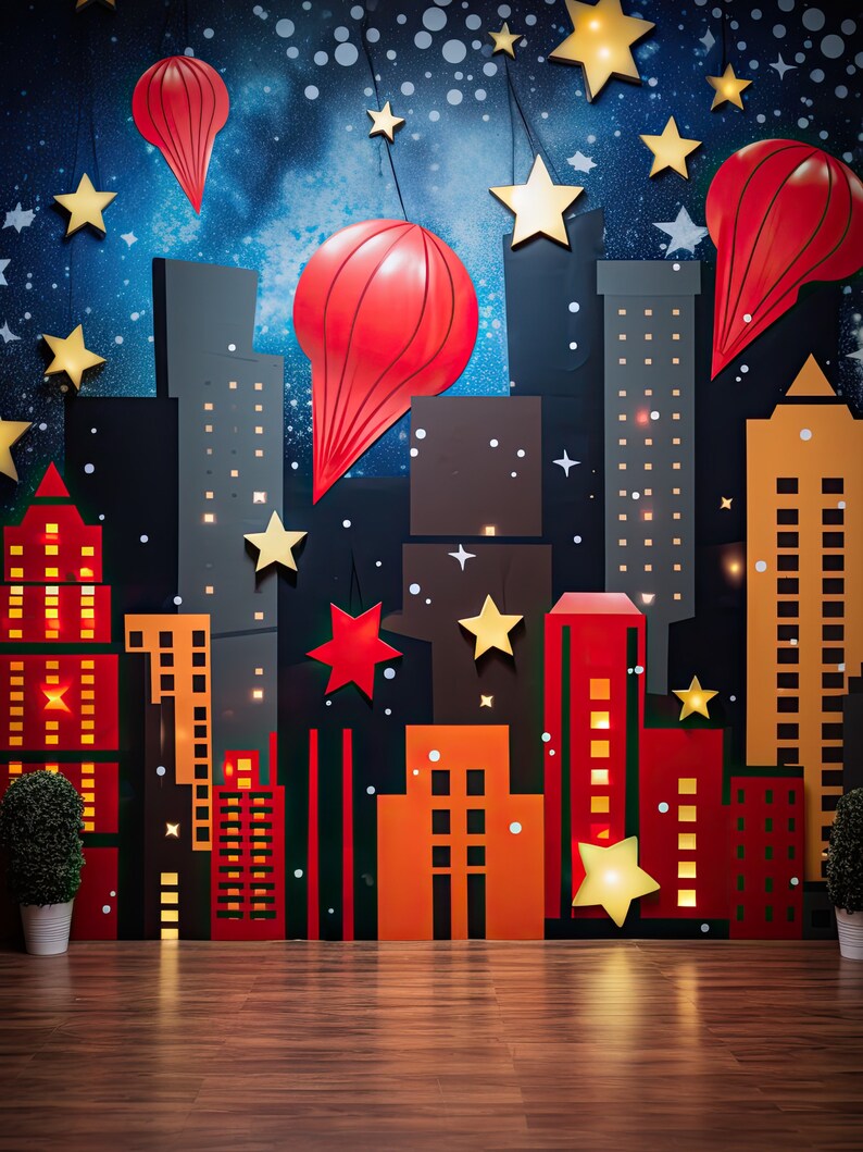Superhero City Background, Cityscape Photography Backdrop, Super Hero ...