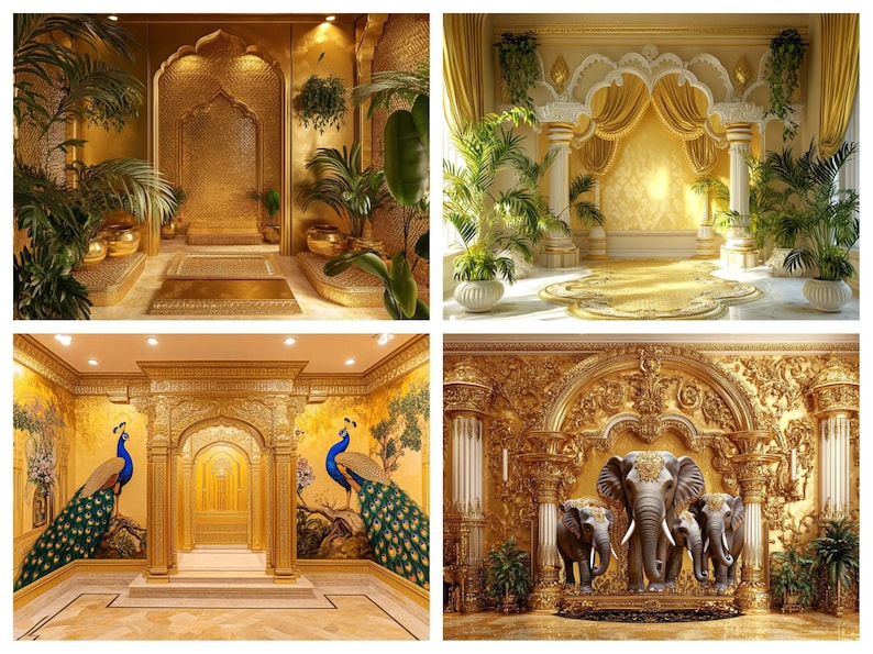 20 Indian Digital Backdrop, Indian Luxurious Bollywood Decor Virtual ...