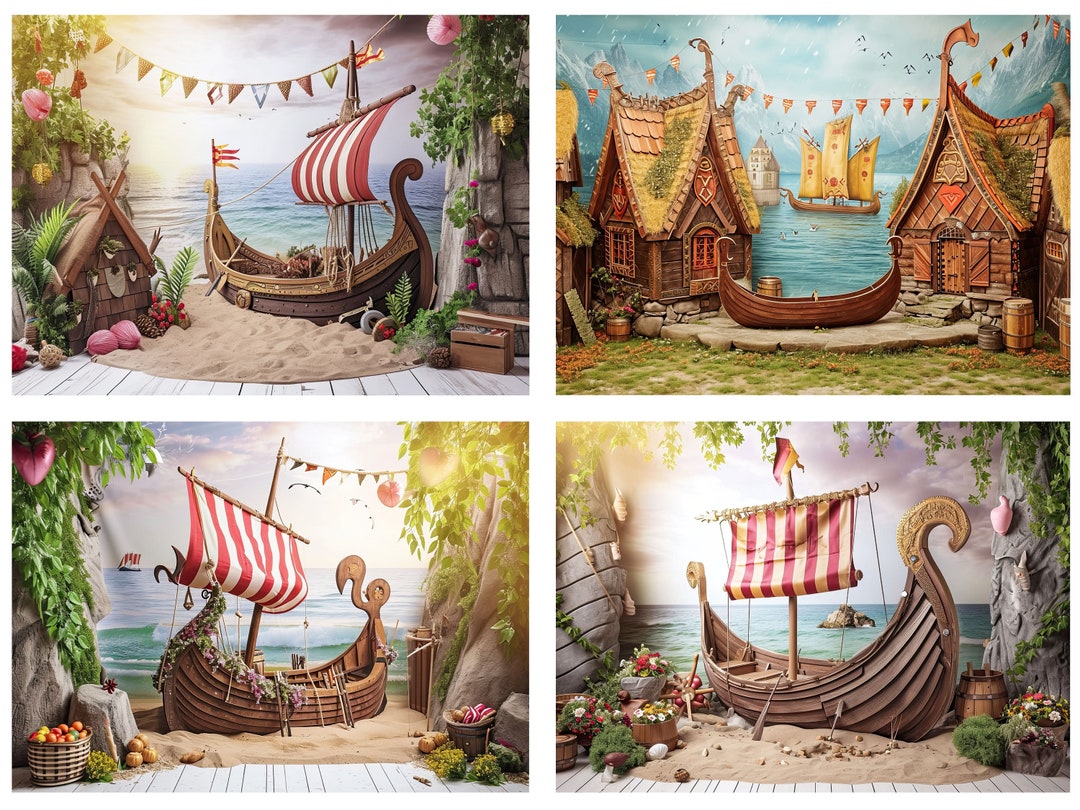 Viking Digital Backdrop, Digital Download, Fantasy Birthday Party ...