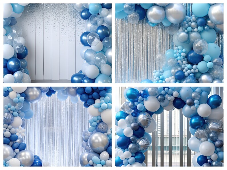Blue Balloon Garland Arch Digital Backdrop, Digital Download, Birthday ...