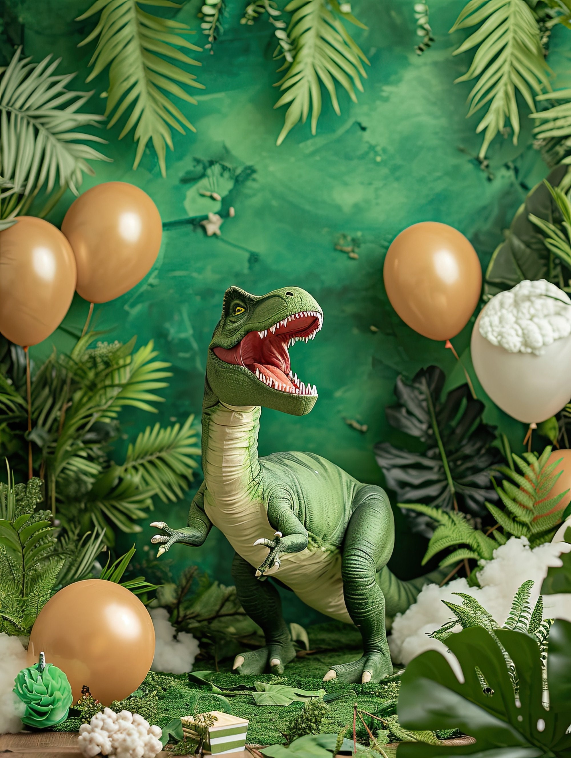 Dinosaur Photo Digital Backdrop, Dino Fantasy Birthday Party Background ...