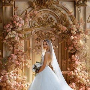 Floral Arch Digital Backdrop for Wedding Photography, 3 Antique Door ...