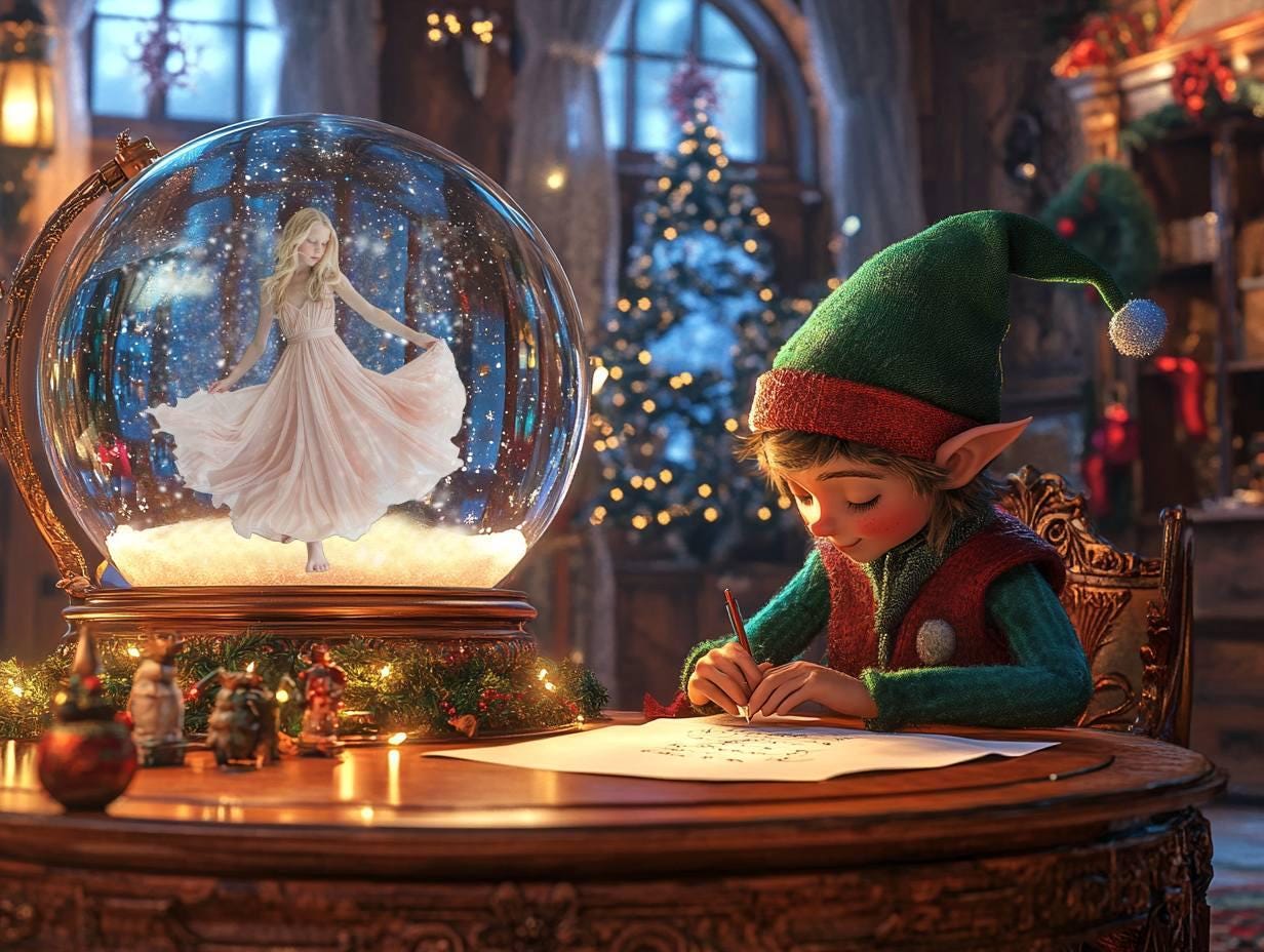 Christmas Elf With Snow Globe Digital Backdrop, Snowglobe Digital ...