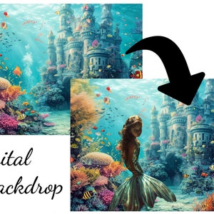 Mermaid Underwater World DIGITAL Backdrop, Mermaid Birthday Party ...