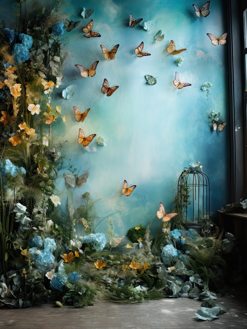 Butterflies DIGITAL Backdrop, Photo Editing Template, Wedding, Birthday ...