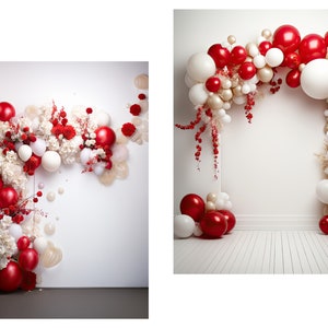 Red and White Balloon Arch Digital Backdrop, Birthday, Maternity and ...