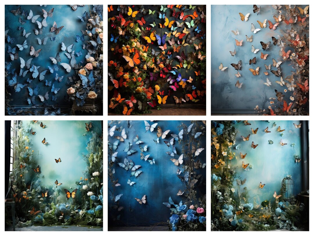 Butterflies DIGITAL Backdrop, Photo Editing Template, Wedding, Birthday ...