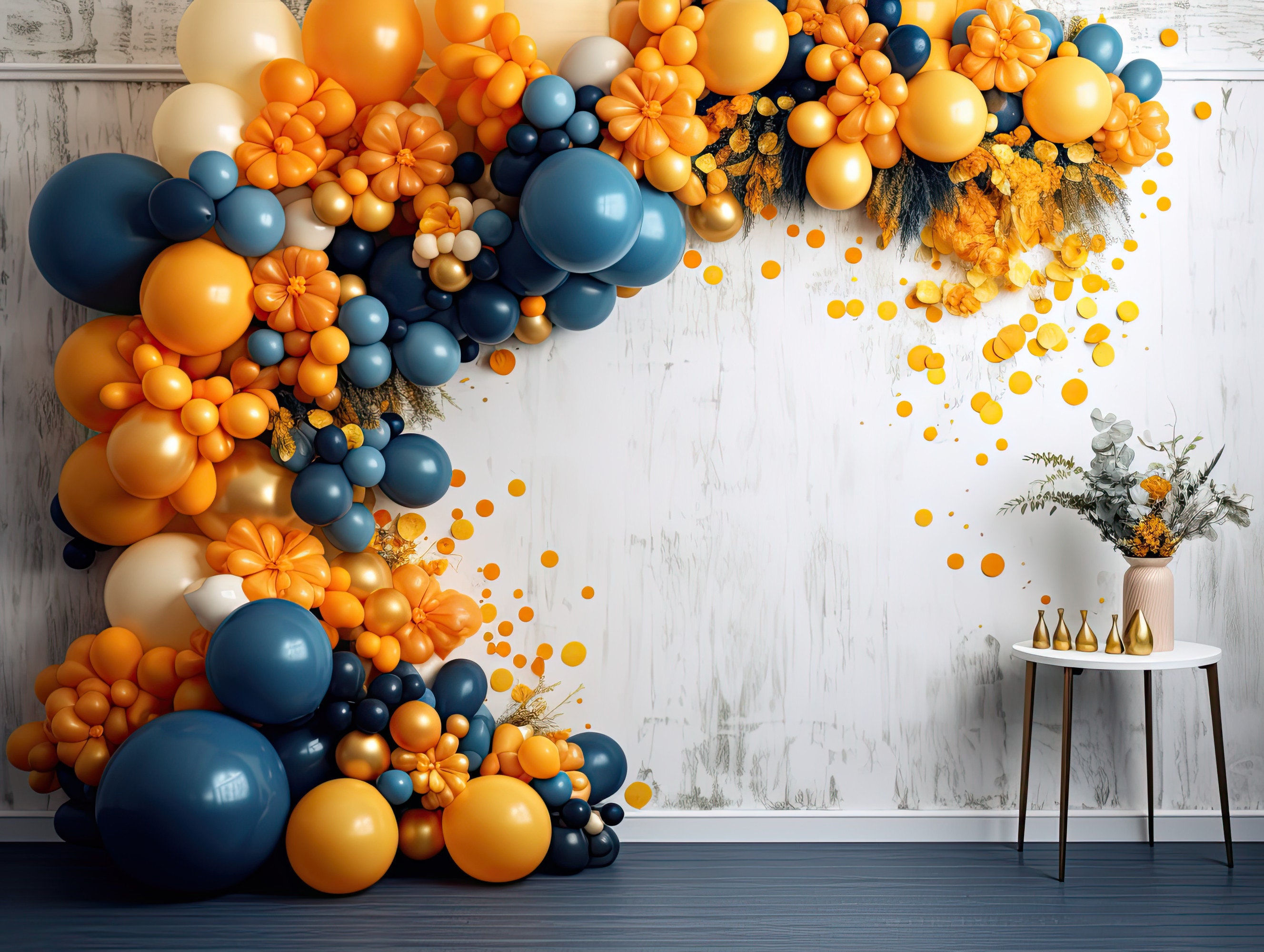 Blue and Orange Balloon Arch, Digital Backdrop, Digital Download ...